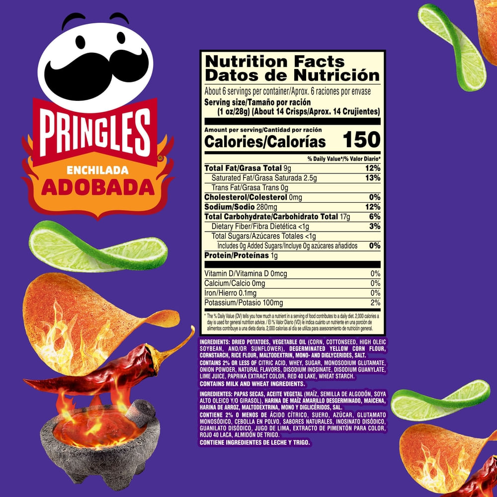 Comprar Papas Pringles Sabor Enchilada la Adobada - 158 g | Walmart ...
