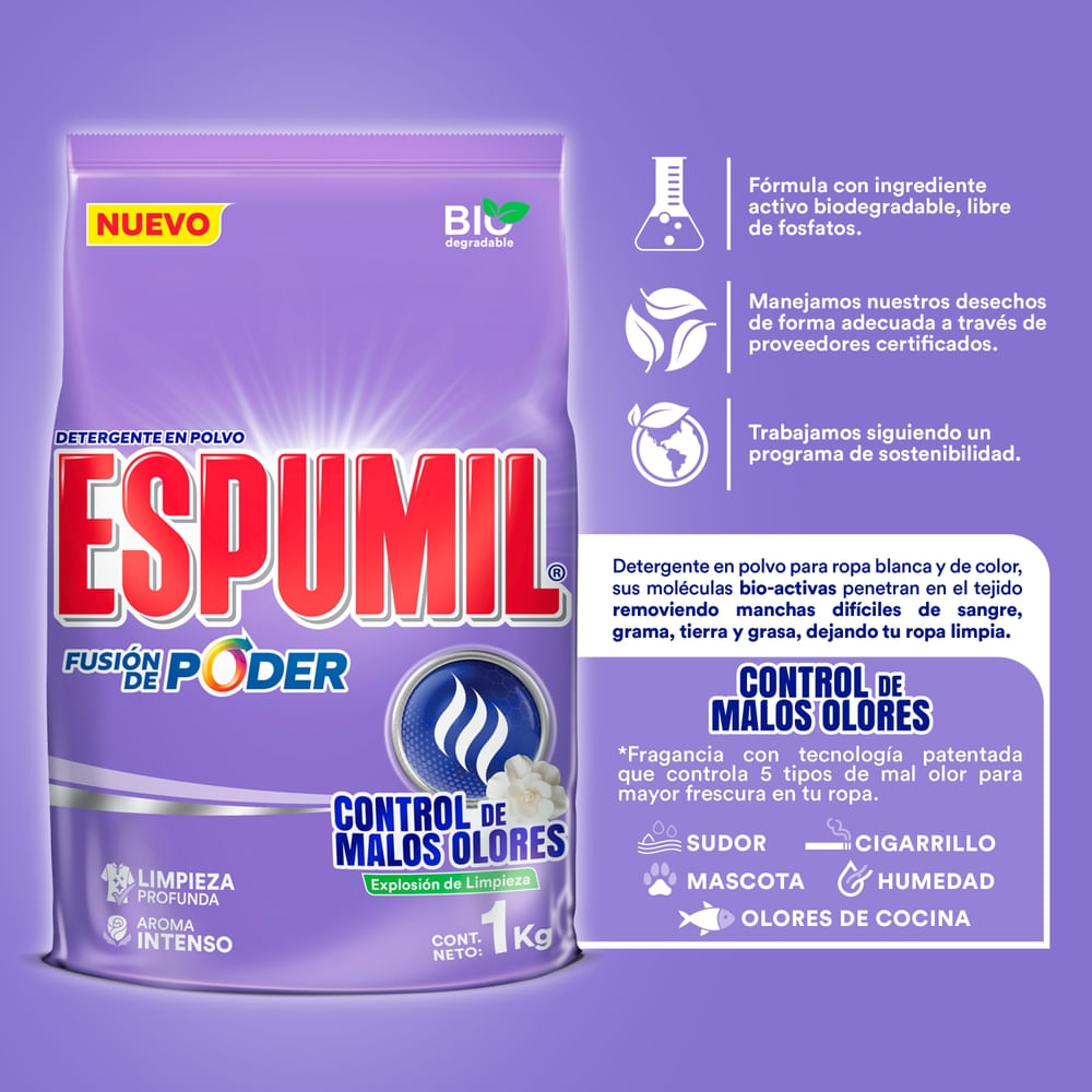 Comprar Detergente en polvo Espumil Explosión de Limpieza - 1 kg ...