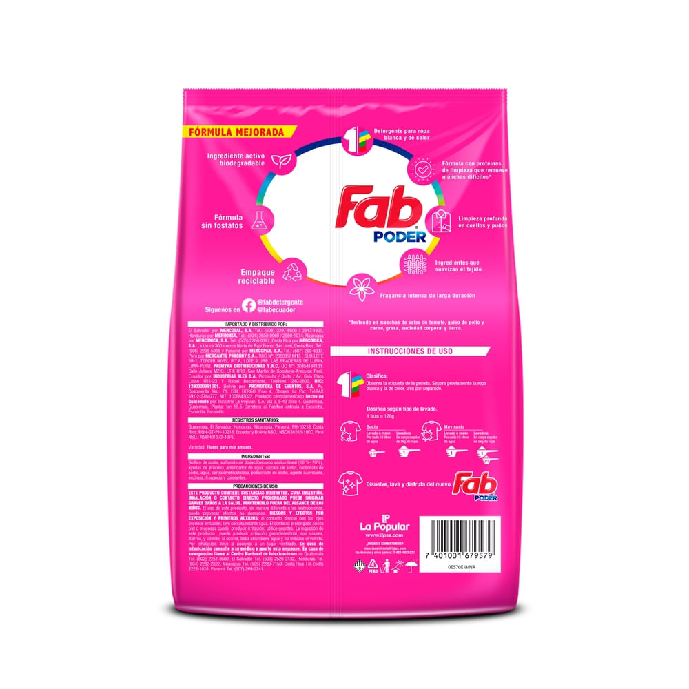 Comprar Detergente Fab 3 En Polvo Aroma Flores Amores - 4500 g ...