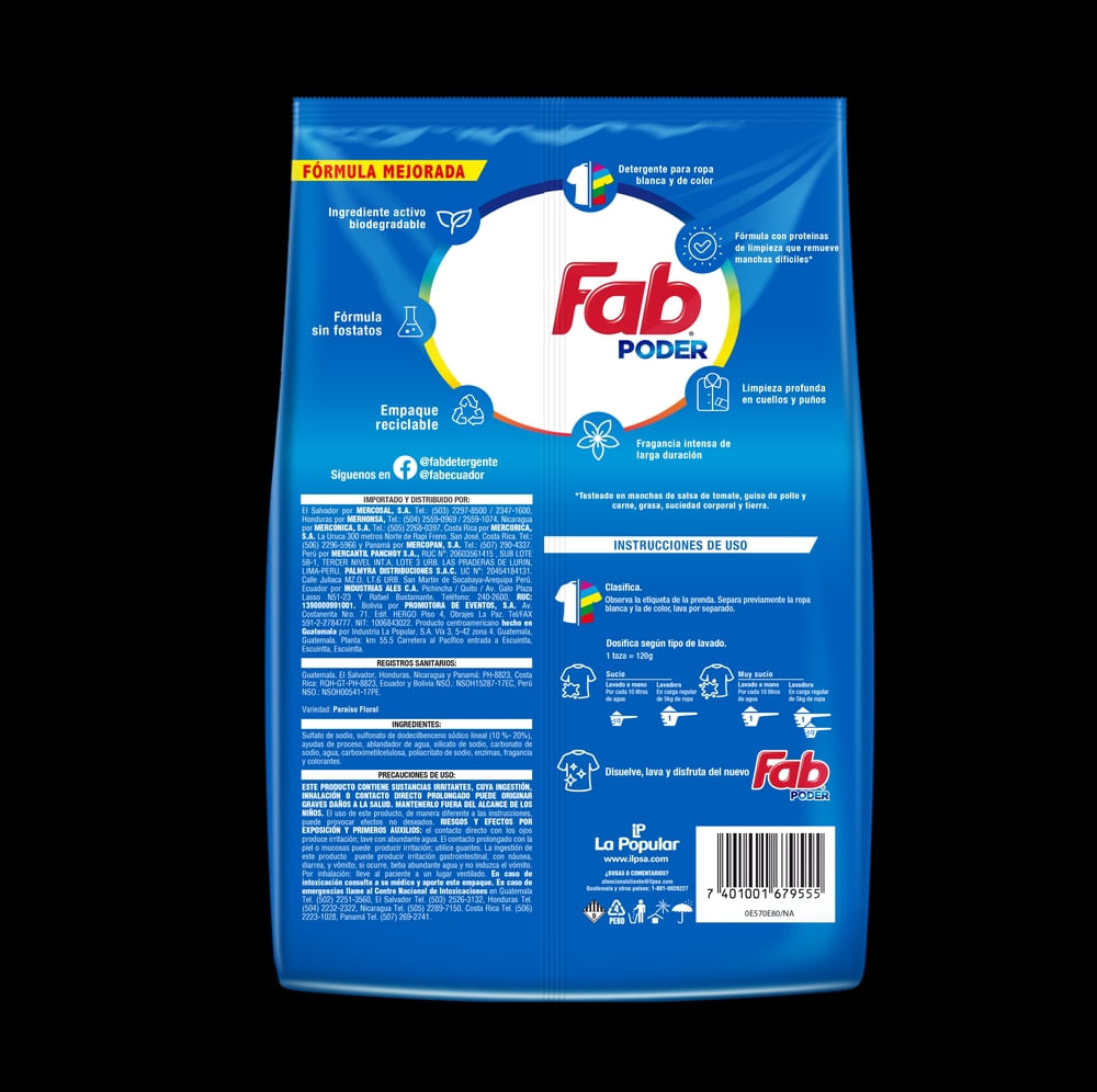 Comprar Detergente en Polvo Fab Paraíso Floral - 4500 g | Walmart ...