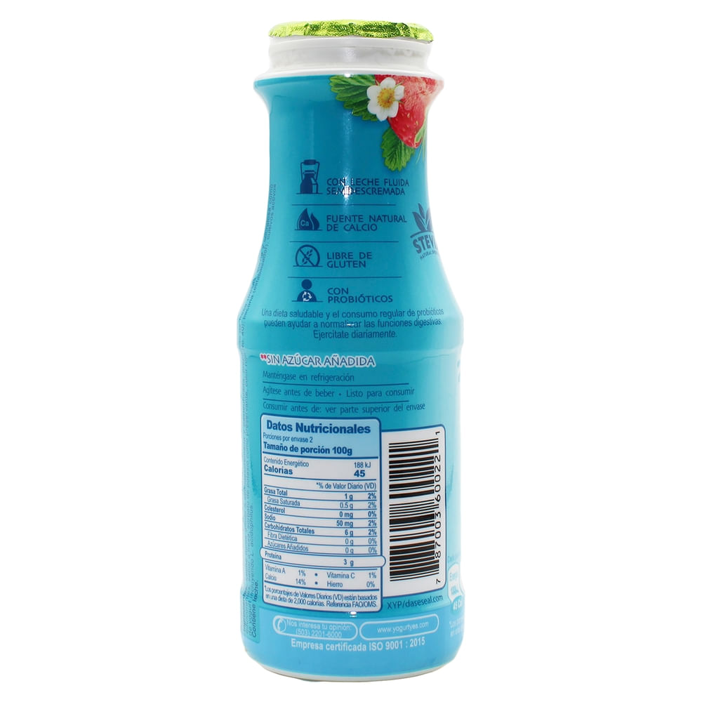 Comprar Yogurt Yes Líquido Light Sin Azúcar Fresa - 206 g | Walmart ...