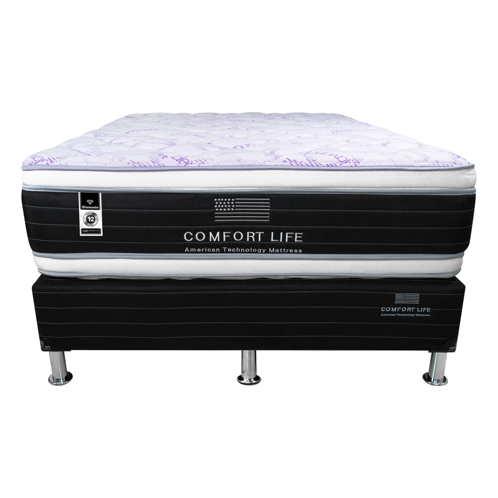 Comprar Set cama y colchón Comfort Life queen diamante color blanco ...