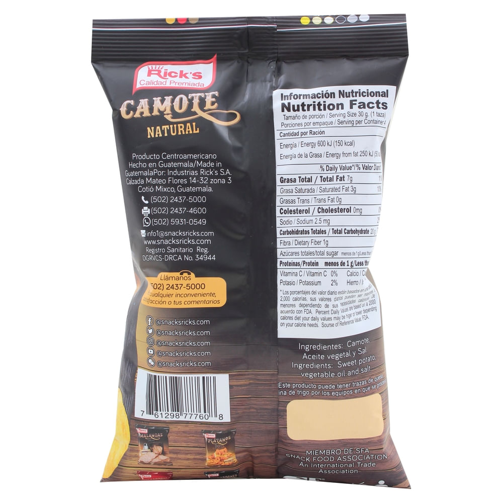 Comprar Snack Ricks Camote Natural - 120 g | Walmart Guatemala ...
