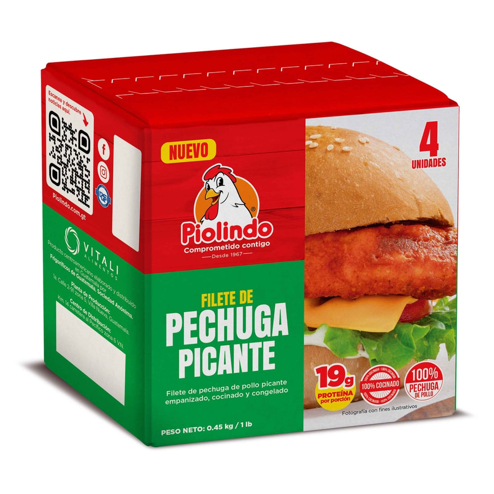 Comida Congelada Pio Lindo Pech Pollo Pica 454 g