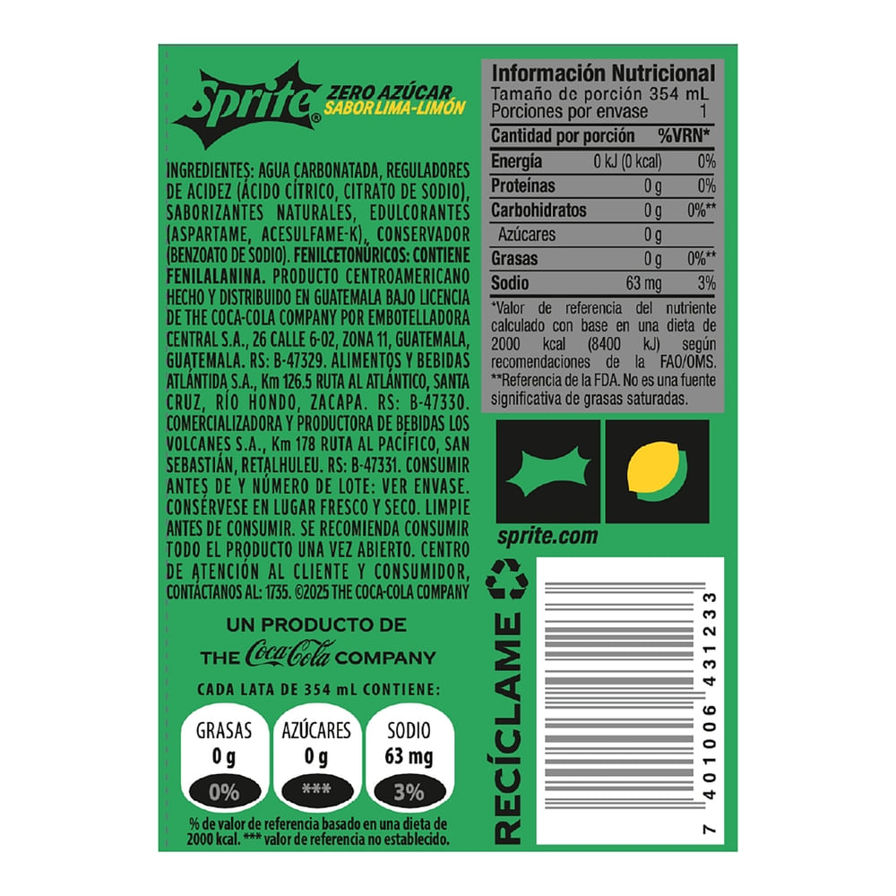 Comprar Sprite Zero en presentación de Lata - 354 ml - Walmart | Guatemala