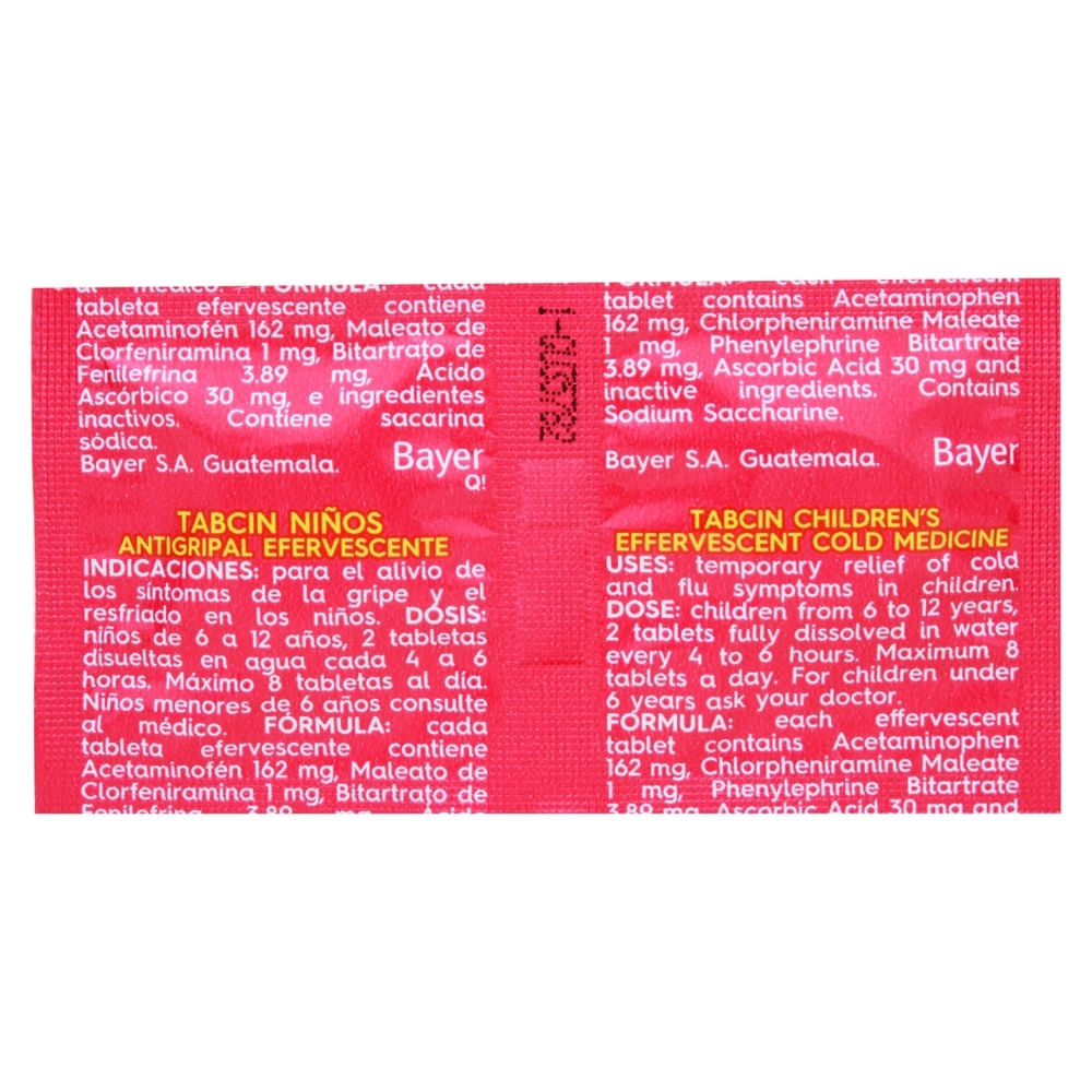 Comprar Antigripal Tabcin Bayer Niños Efervescente - Precio Indicado ...
