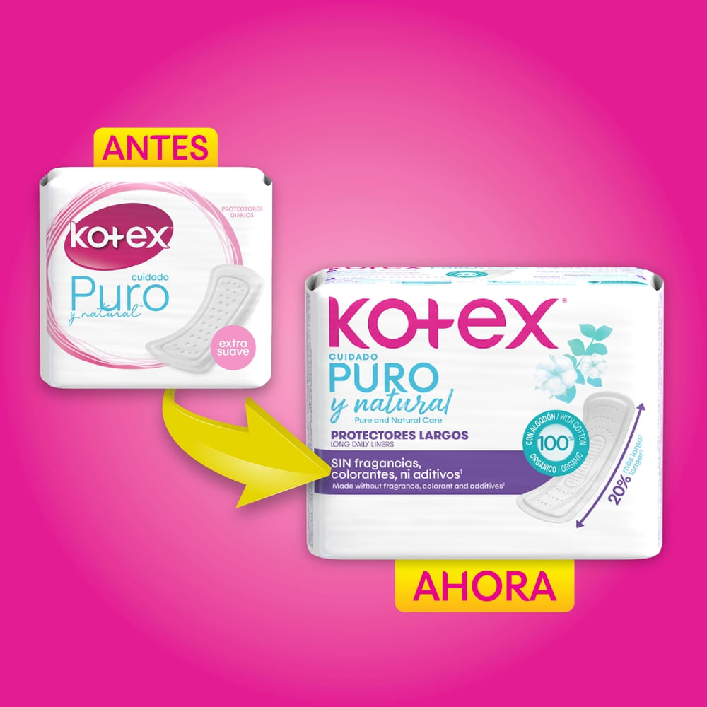 Comprar Protectores Diarios Kotex Puro y Natural Largos - 120 Unidades ...