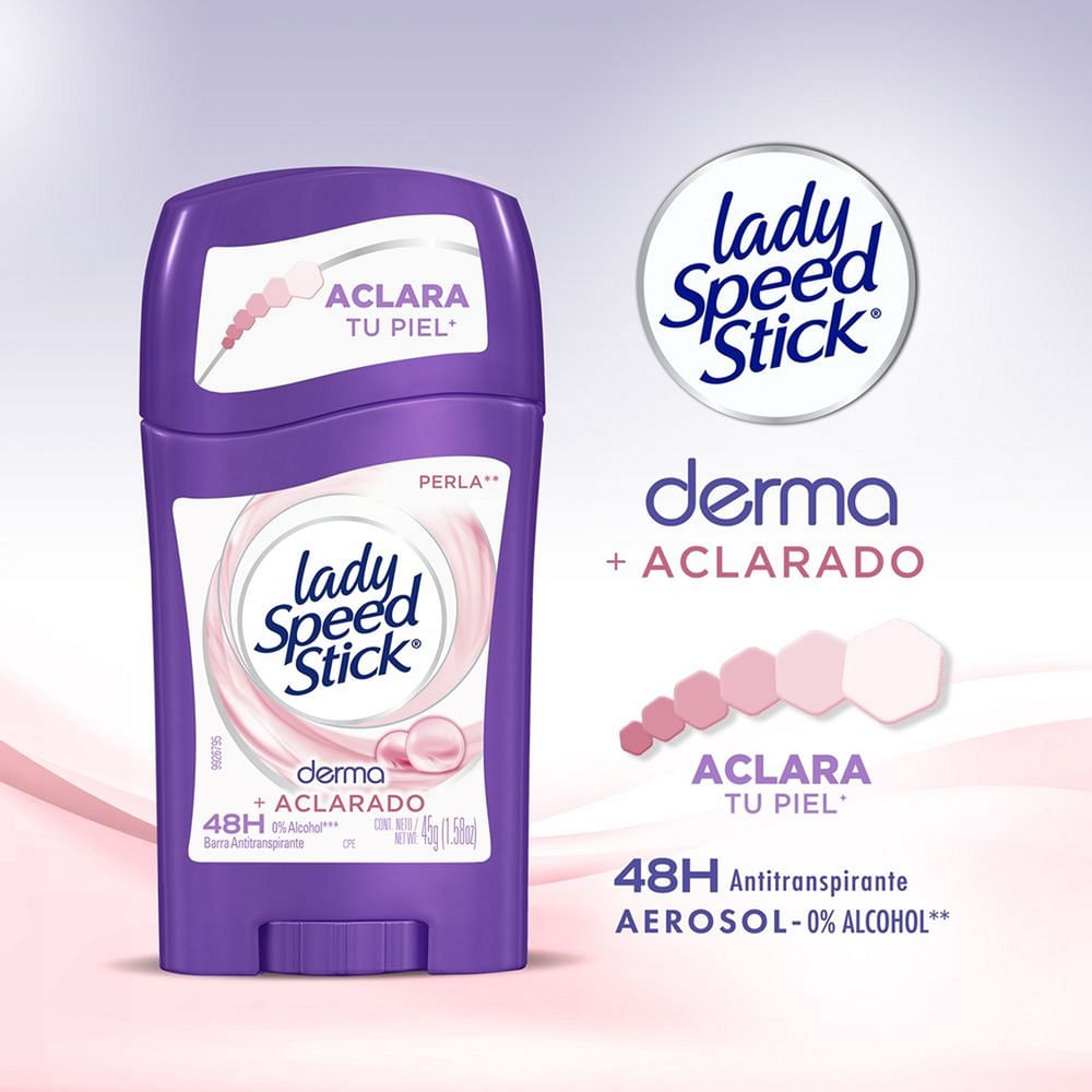 Comprar Desodorante Lady Speed Stick Derma + Aclarado Perla Barra 45g 2 ...