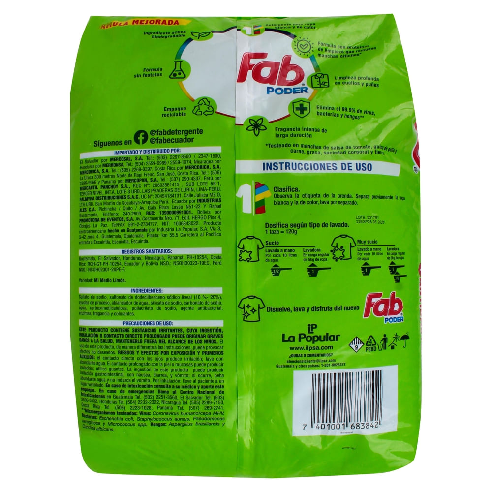 Comprar Detergente Fab3 En Polvo Medio Limón - 7.5 kg | Walmart ...