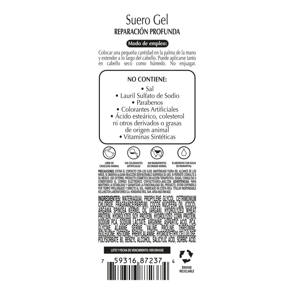 Comprar Suero Gel Bioland Coco Reparación Profunda - 180 ml | Walmart ...