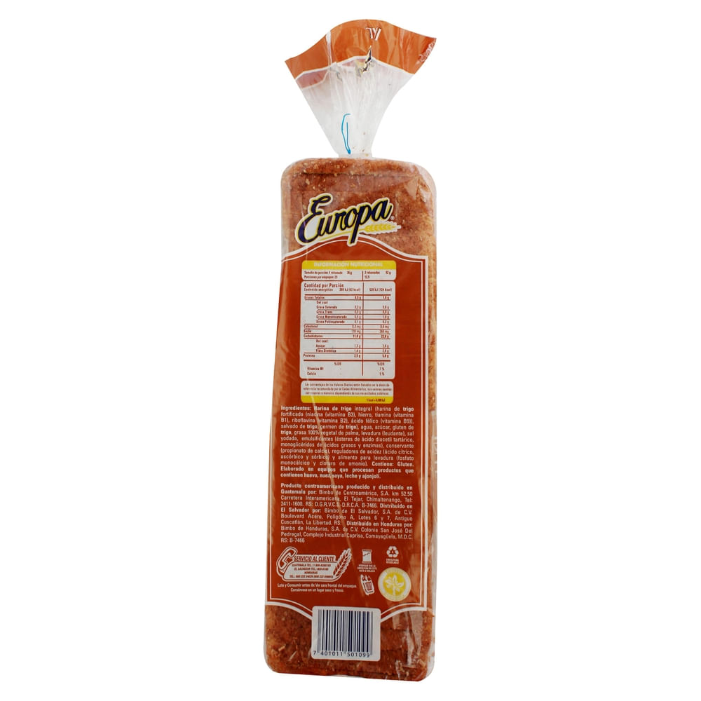 Comprar Pan Europa integral para sándwich - 650 g | Walmart Guatemala ...