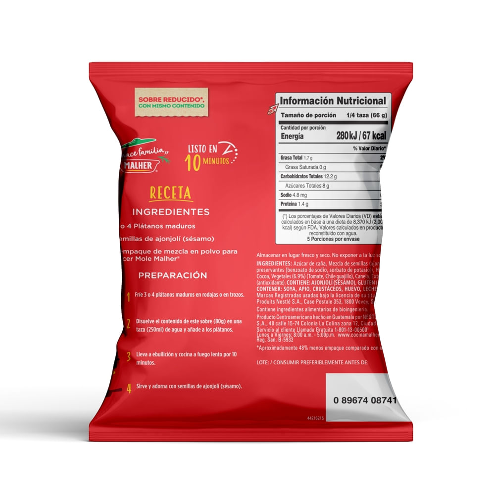 Comprar MALHER® Preparados Mole Sobre 80g | Walmart Guatemala - Walmart ...