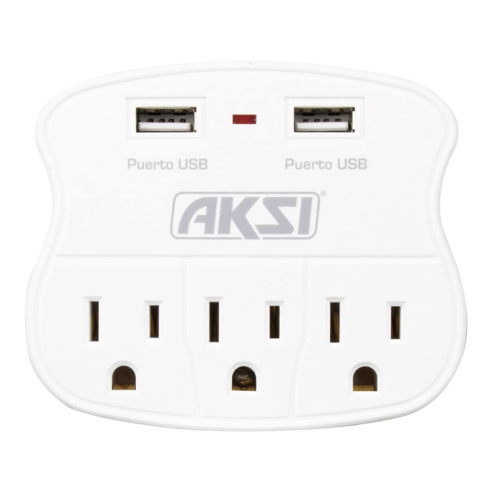 Comprar Multicontacto De Pared Aksi Triple Polarizado Con 2 Puertos USB ...