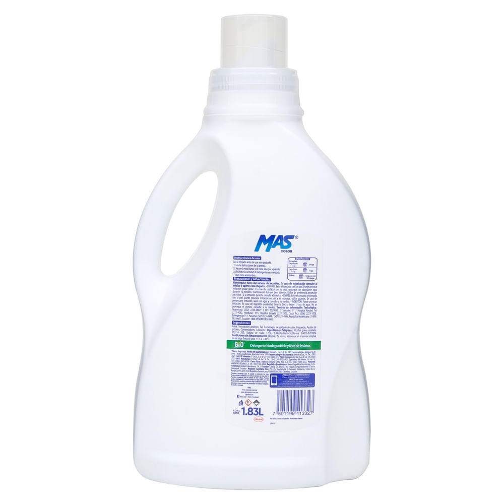 Comprar Detergente Líquido Más Color Ropa De Color - 1830ml | Walmart ...