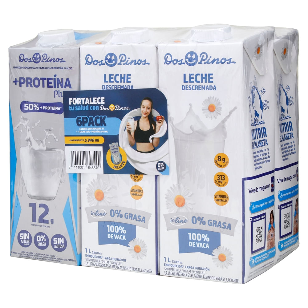 Leche Semi y Descremada Dos Pinos Dospinos 6 Leche Uht Desc Protei ...
