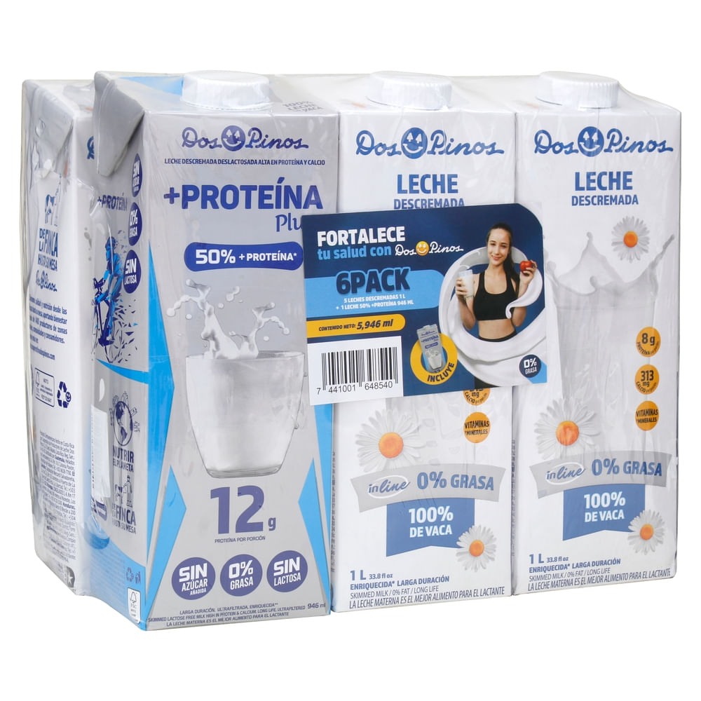 Leche Semi y Descremada Dos Pinos Dospinos 6 Leche Uht Desc Protei ...