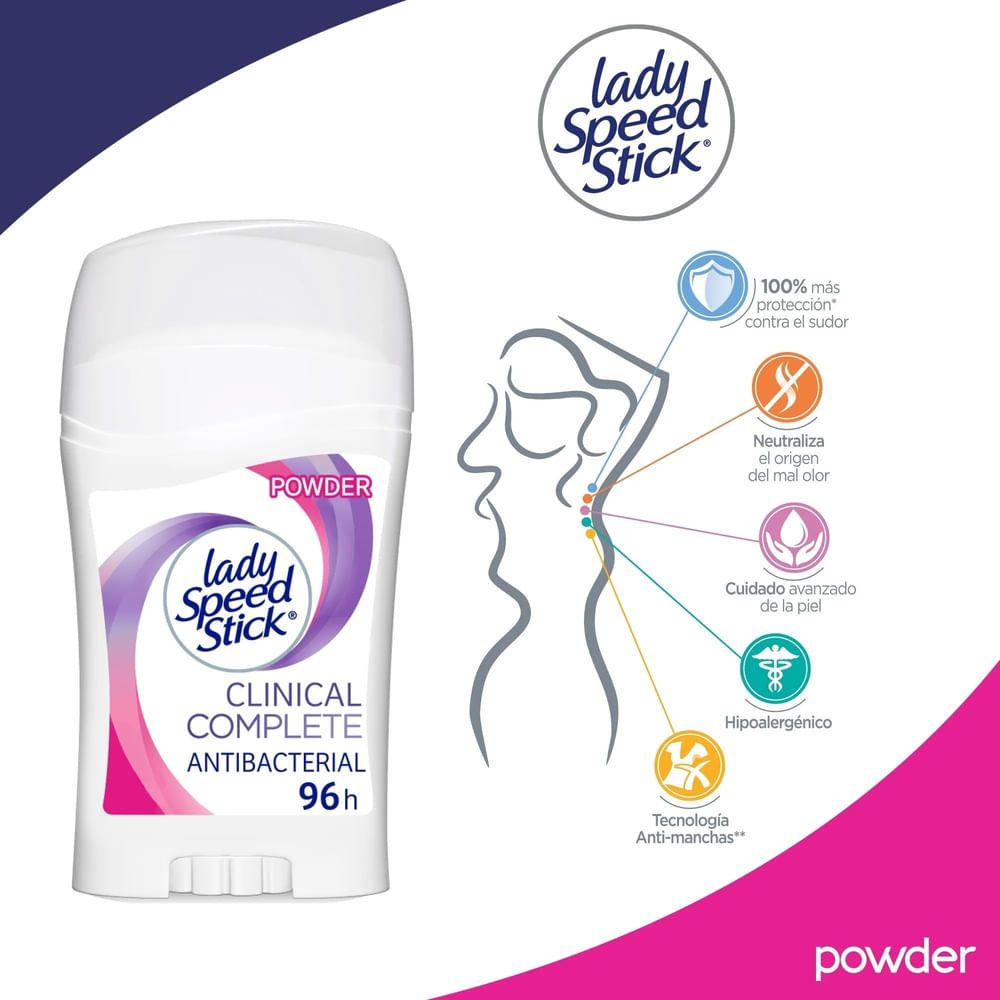 Comprar Desodorante Lady Speed Stick Clinical Complete Powder Barra ...