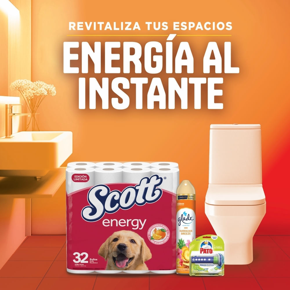 Papel Higiénico Scott Energy Naranja Doble Hoja - 32 Rollos - Maxi ...