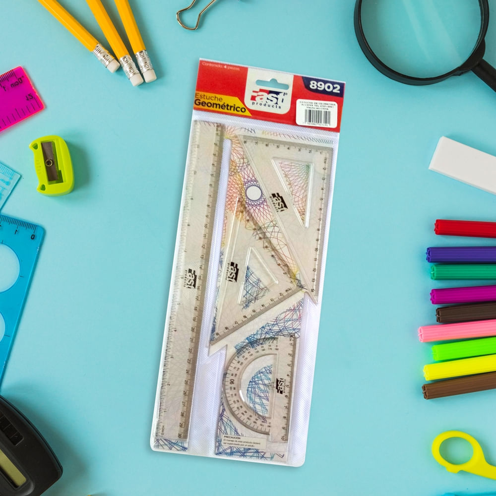 Comprar Estuche de geometría Continental escolar reglas transparentes ...