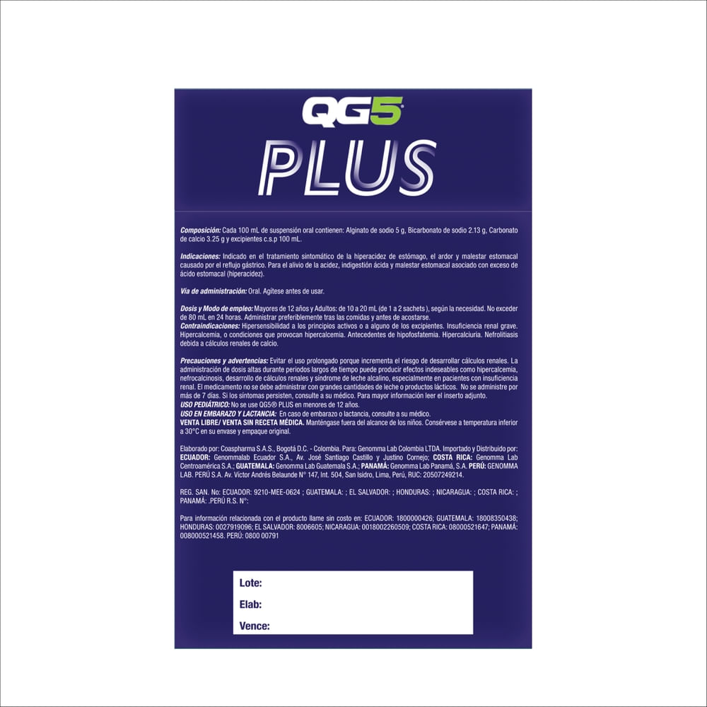 Comprar QG5 Plus para hiperacidez del estómago-10 ml | Walmart ...