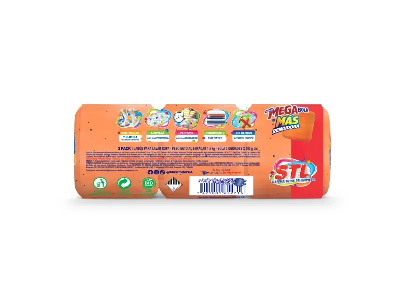 Comprar Jabón Max Poder, Duox Naranja Súper Mega Bola 3 pack 1500 g ...